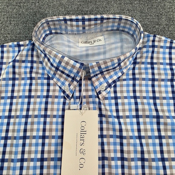Collars & Co. | Shirts | Collars Co Mens Large Blue Plaid Dress Collar ...